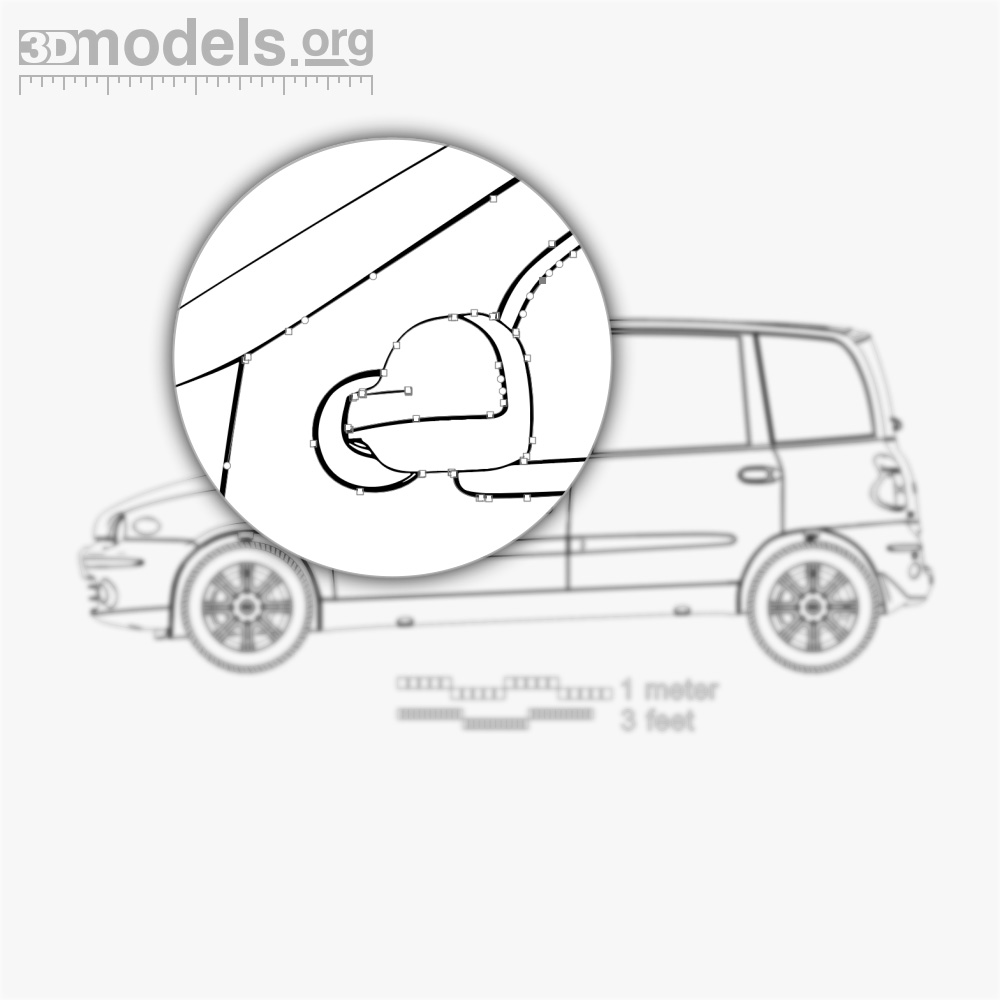 Fiat Multipla 2004 Vector Blueprint - 3DModels.org