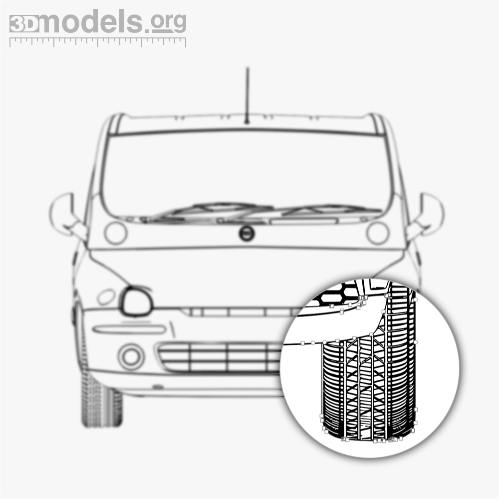 Fiat Multipla 2004 Vector Blueprint - 3DModels.org