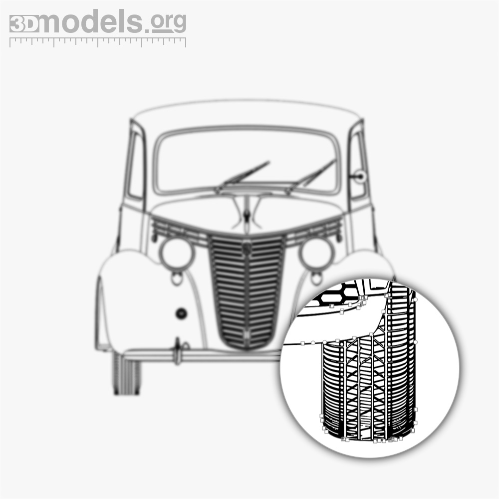 Fiat 1100 B 1949 Vector Blueprint - 3DModels.org
