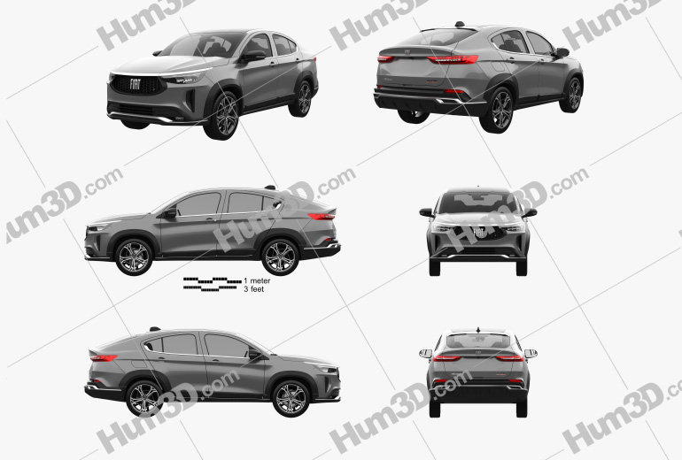 Fiat Fastback Impetus Turbo 200 2022 Blueprint Template - 3DModels.org