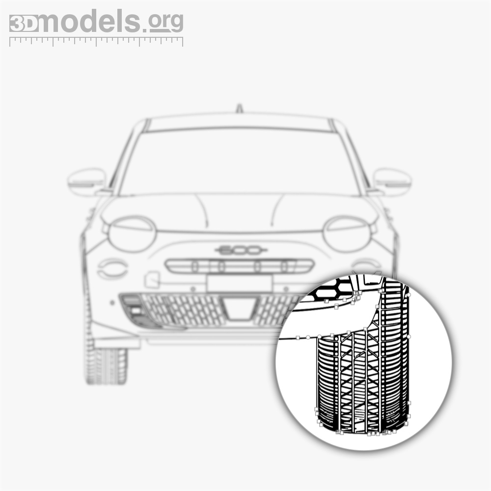 Fiat 600 e La Prima 2025 Vector Blueprint - 3DModels.org