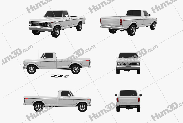 Ford F-150 1973 Blueprint Template - 3DModels.org