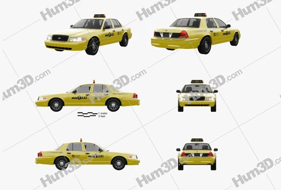 Taxi car blueprints Download in PNG - 3DModels.org
