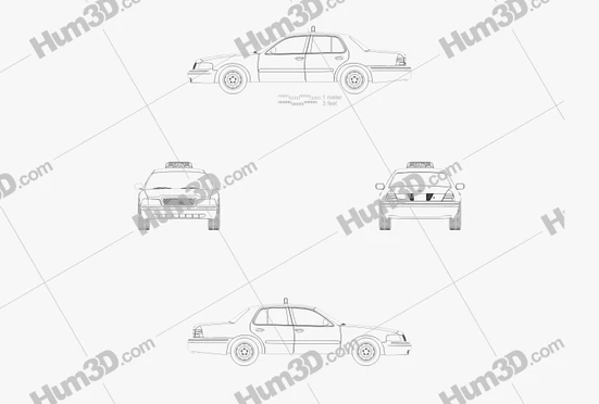 Taxi car blueprints Download in PNG - 3DModels.org