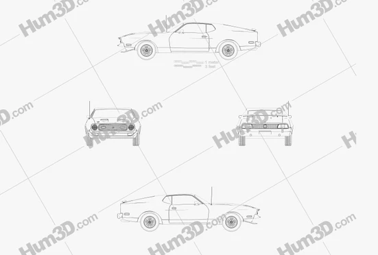 Ford Mustang blueprints Download in PNG - 3DModels.org