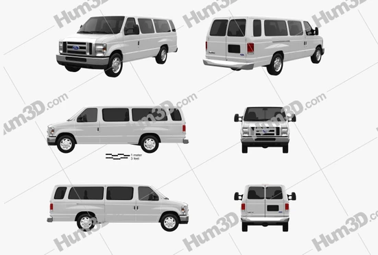 Passenger van blueprints Download in PNG - 3DModels.org