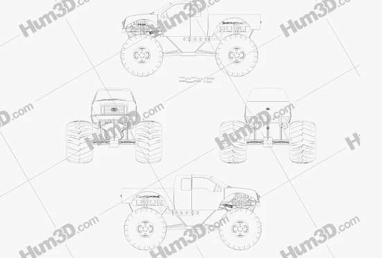 Ford F-150 blueprints Download in PNG - 3DModels.org