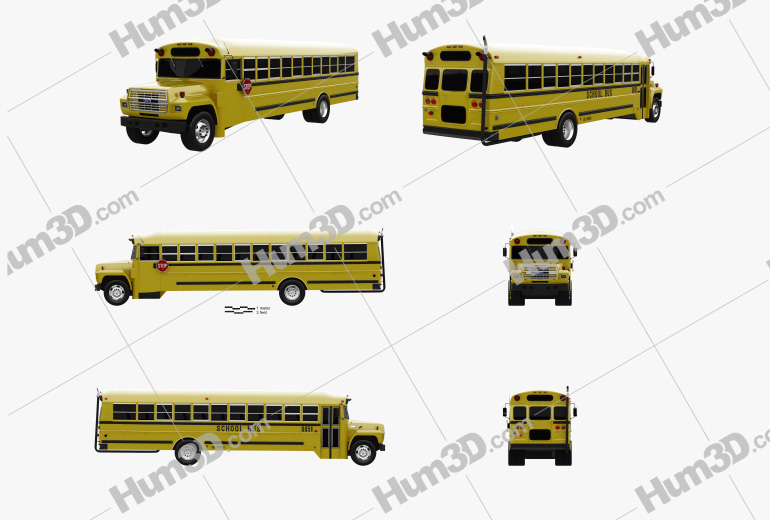 Ford B-700 Thomas Conventional School Bus 1984 Blueprint Template ...