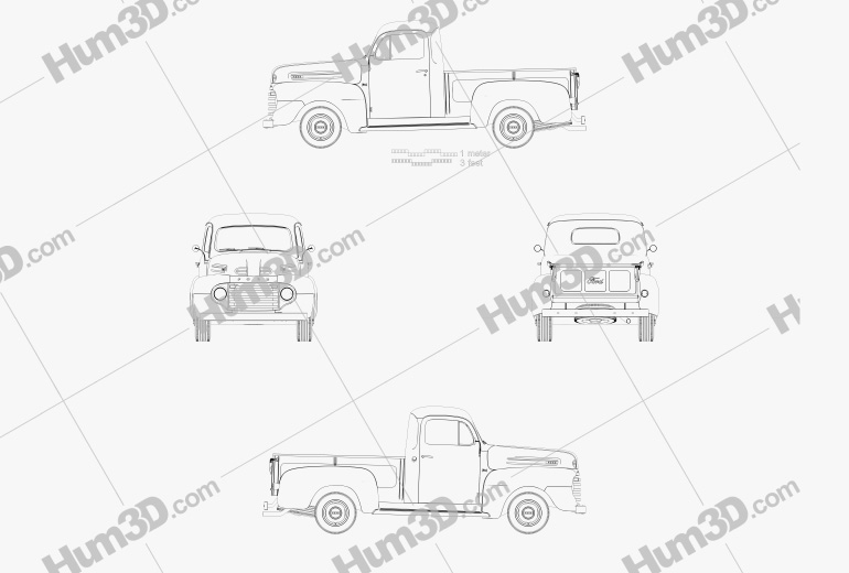 Ford F-1 Pickup 1948 도면 - 3DModels.org