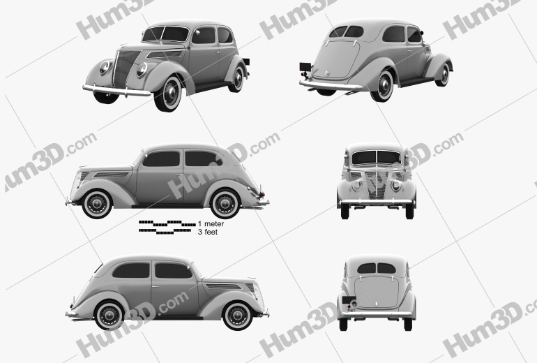 Ford V8 Model 78 Standard (78-700A) Tudor sedan 1937 Blueprint Template ...