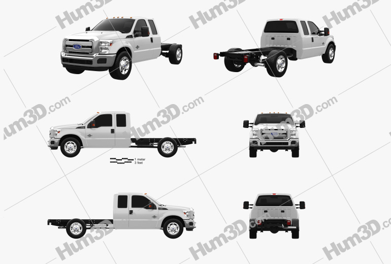 Ford F-450 Super Cab Chassis 2015 Blueprint Template - 3DModels.org