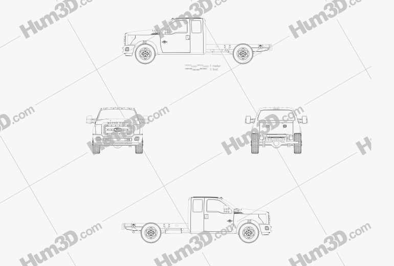 Ford F-450 Super Cab Chassis 2015 Blueprint - 3DModels.org