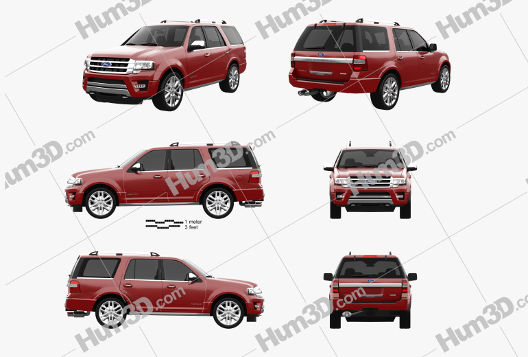 Ford Expedition Platinum 2018 Blueprint Template - 3DModels.org