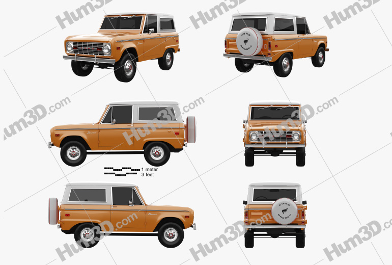 Ford Bronco 1975 Blueprint Template - 3DModels.org