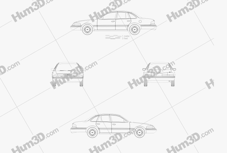 Ford Crown Victoria 1996 도면 - 3DModels.org