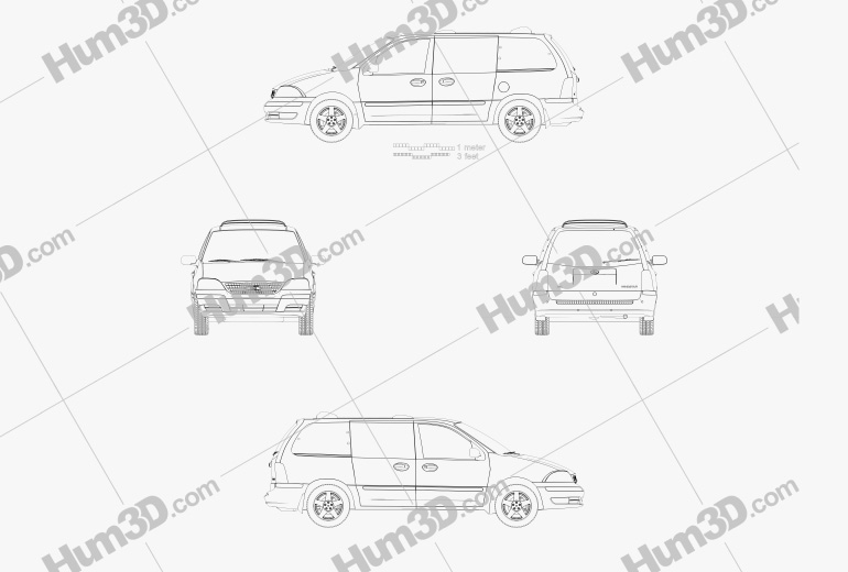 Ford Windstar 2000 Blueprint - 3DModels.org