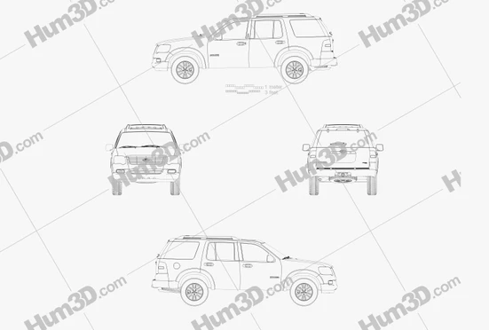 Ford Explorer blueprints Download in PNG - 3DModels.org