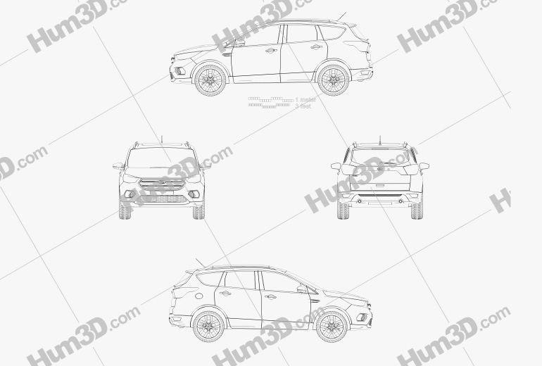 Ford Kuga blueprints Download in PNG - 3DModels.org
