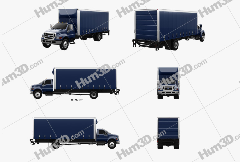 Ford F-750 Box Truck 2010 Blueprint Template - 3DModels.org