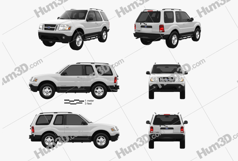Ford Explorer Sport XLT 2005 Blueprint Template - 3DModels.org