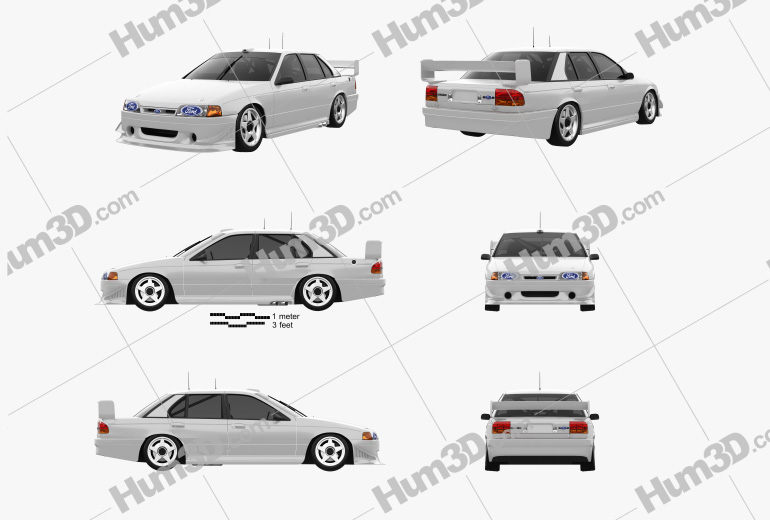 Ford Falcon V8 Supercars 1996 Blueprint Template - 3DModels.org
