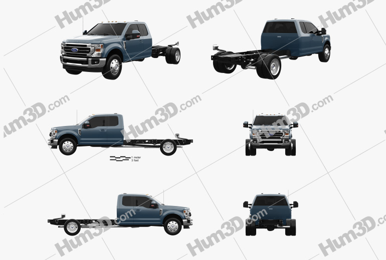 Ford F-550 Super Duty Super Cab Chassis Lariat 2022 Blueprint Template ...