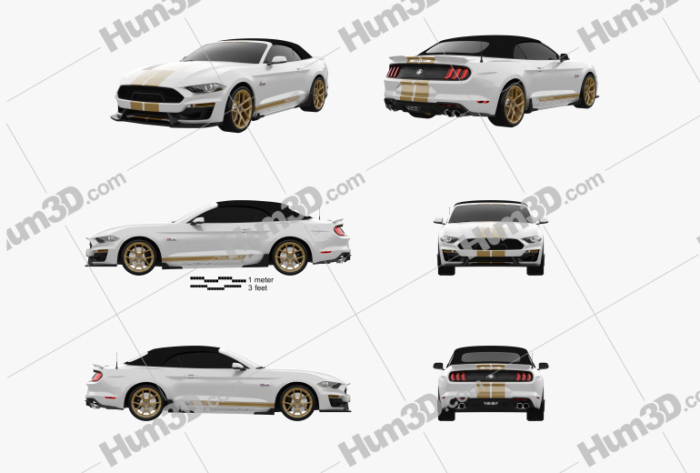 Ford Mustang Shelby GT-H convertible 2022 Blueprint Template - 3DModels.org