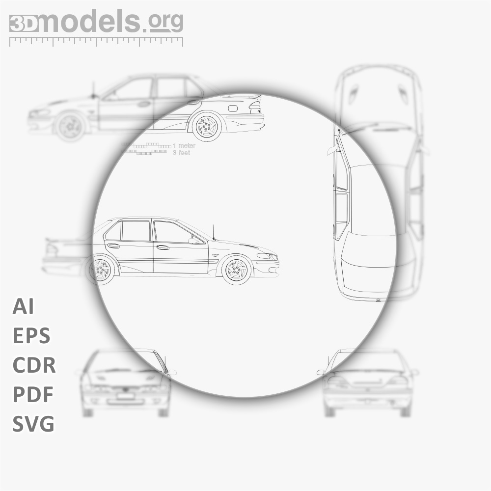福特 猎鹰 XR6 2010 矢量蓝图 - 3DModels.org