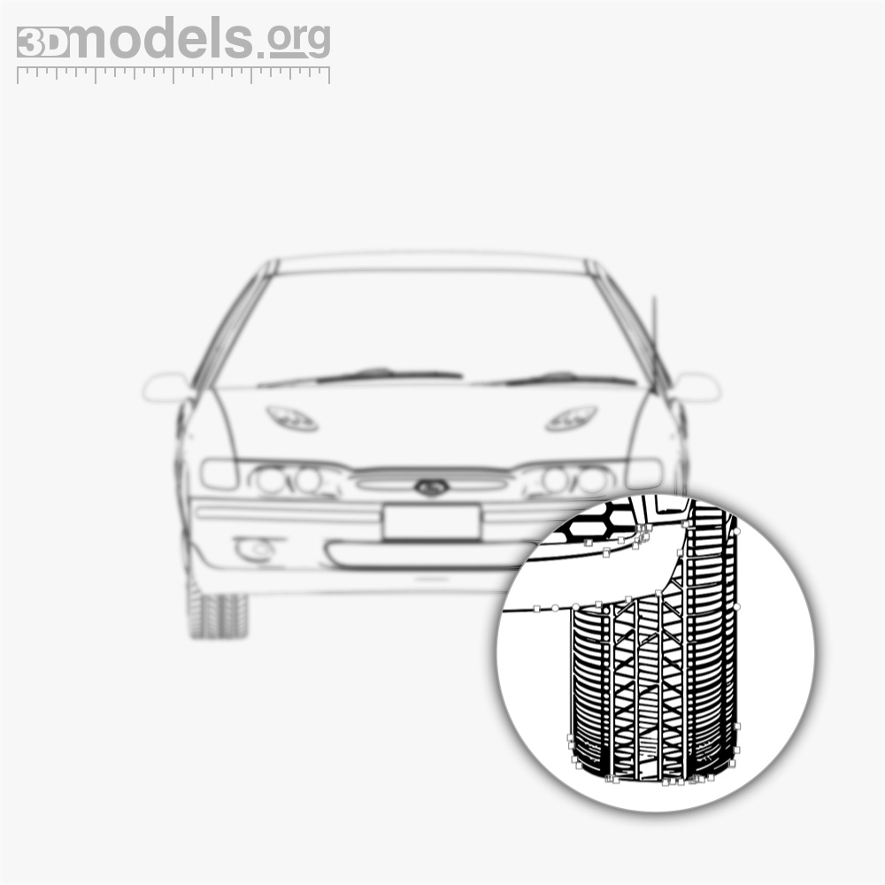 福特 猎鹰 XR6 2010 矢量蓝图 - 3DModels.org