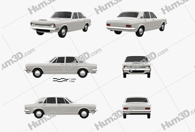 Ford Zephyr saloon 1970 Blueprint Template - 3DModels.org