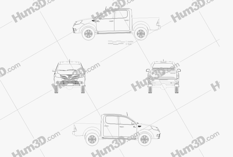Foton Tunland Double Cab 2015 Blueprint - 3DModels.org