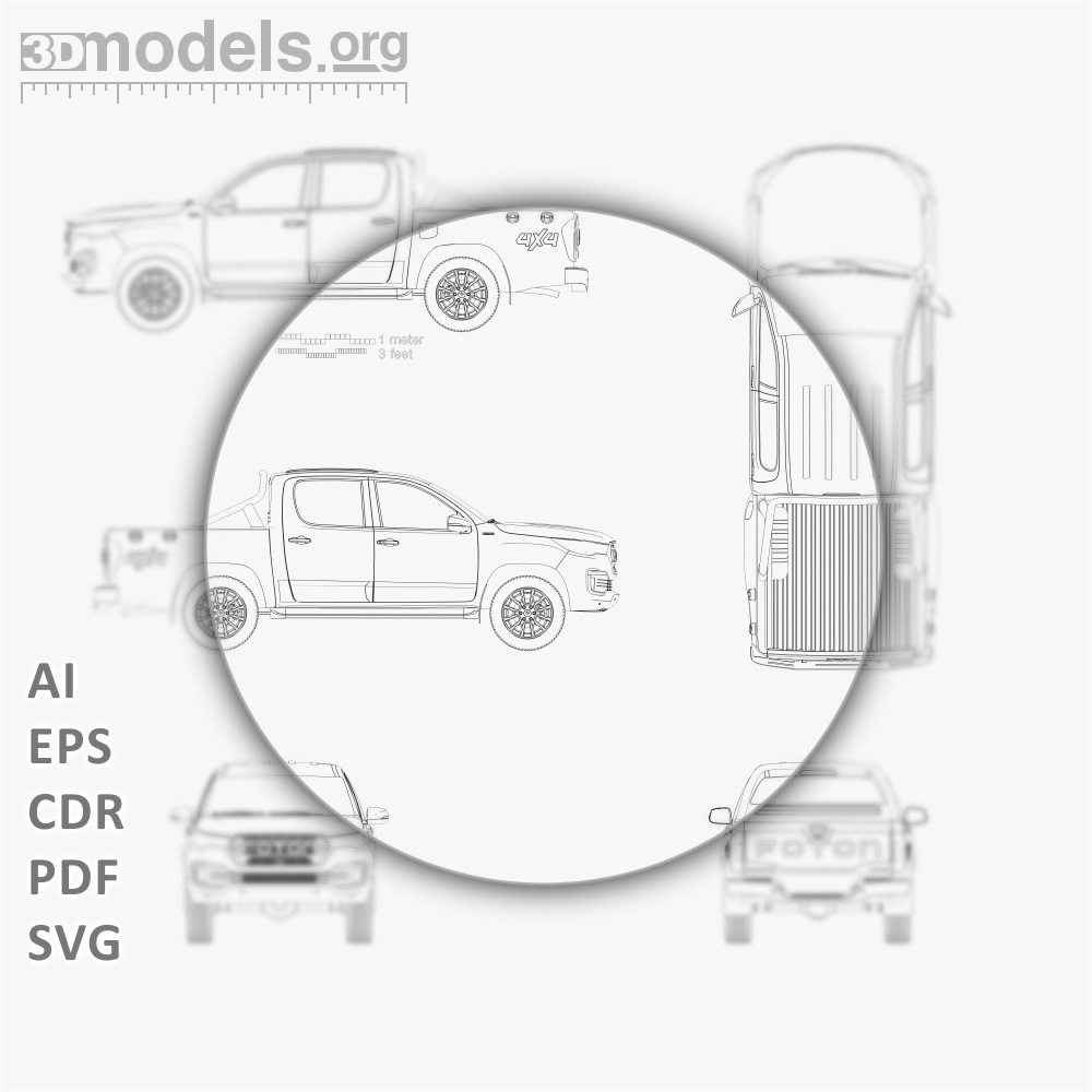 Foton Tunland G7 2025 Vector Blueprint - 3DModels.org