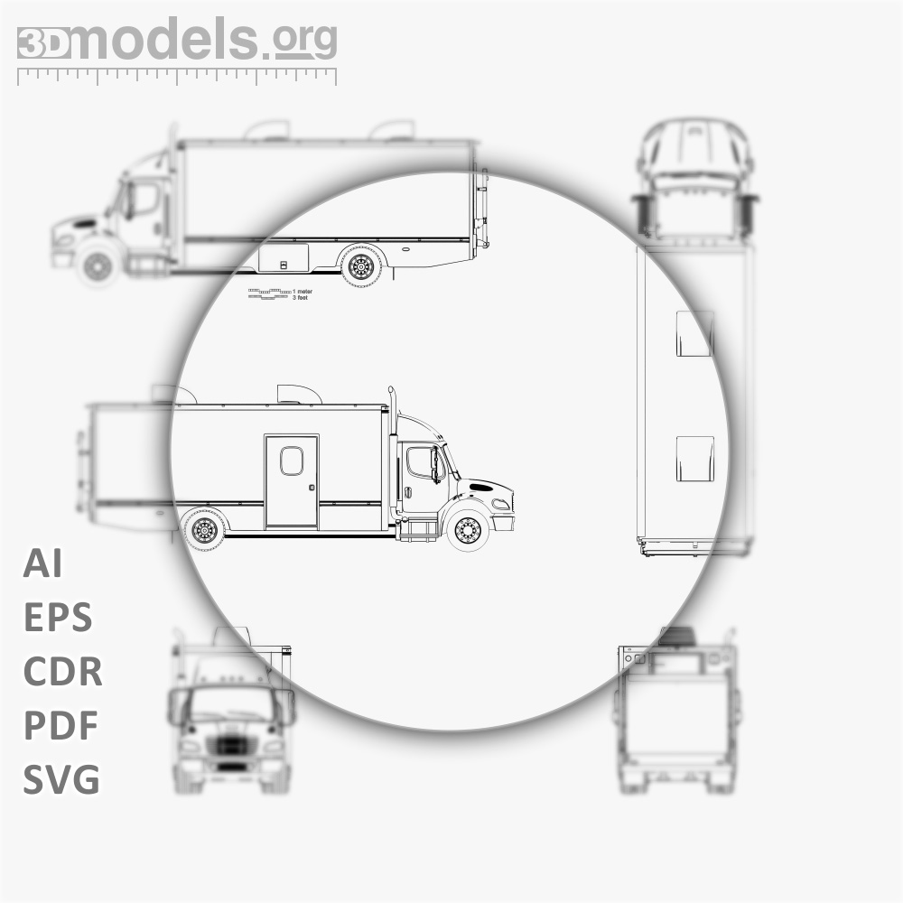 Freightliner M2 106 Custom Tool Truck 2014 Vector Blueprint - 3DModels.org