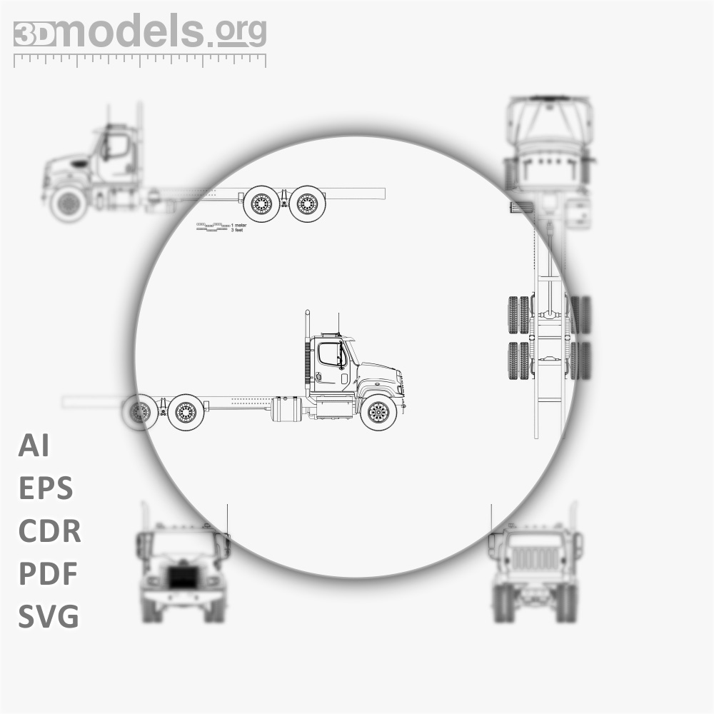 Freightliner 114SD Chassis Truck 2014 Vector Blueprint - 3DModels.org