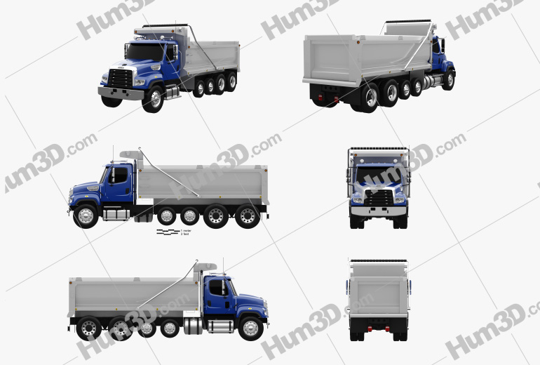 Freightliner 114SD Dump Truck 2014 Blueprint Template - 3DModels.org