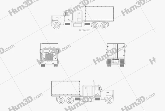 Freightliner blueprints Download in PNG - 3DModels.org