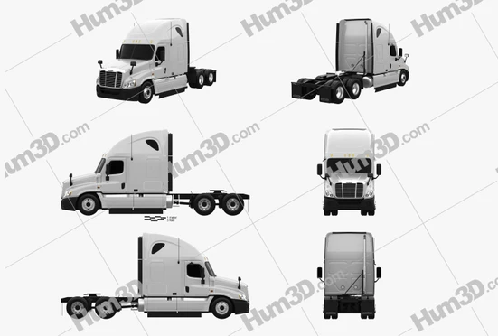 Freightliner Cascadia blueprints Download in PNG - 3DModels.org