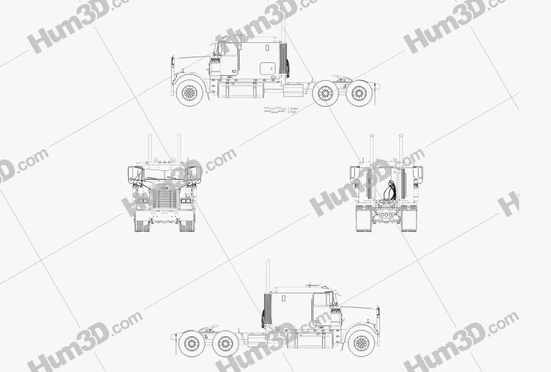 Freightliner blueprints Download in PNG - 3DModels.org