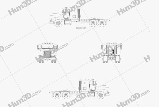 Freightliner blueprints Download in PNG - 3DModels.org
