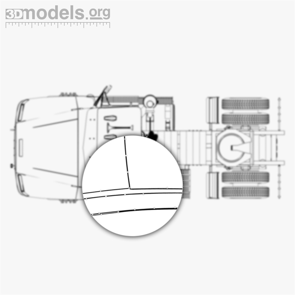 Freightliner FLD 112 Day Cab Tractor Truck 2010 Vector Blueprint ...