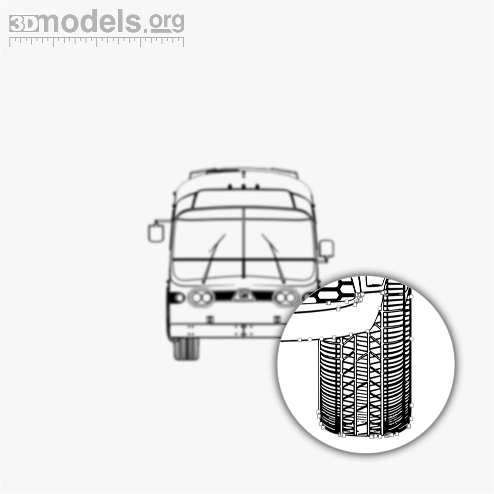 GM New Look TDH-5303 bus 1968 Vector Blueprint - 3DModels.org