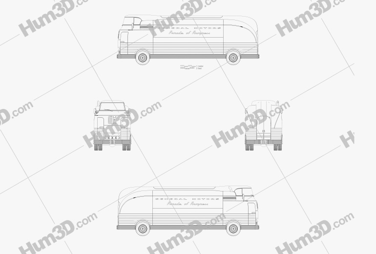 GM Futurliner bus 1940 Blueprint - 3DModels.org