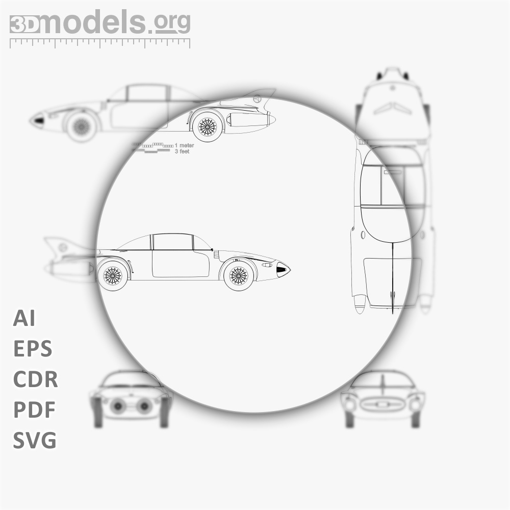 GM Firebird II 1956 Vector Blueprint - 3DModels.org