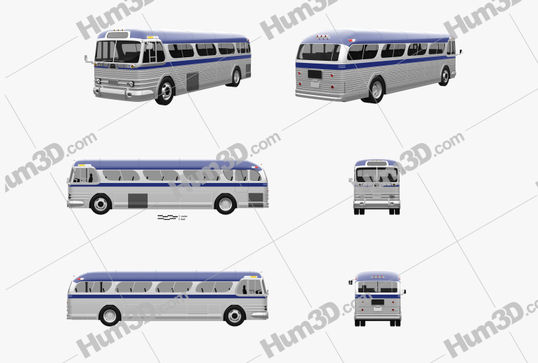 GM PD-4104 bus 1953 Blueprint Template - 3DModels.org