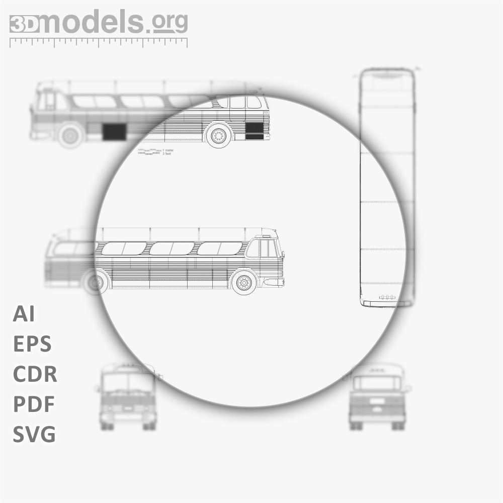 GM PD-4104 bus 1953 Vector Blueprint - 3DModels.org