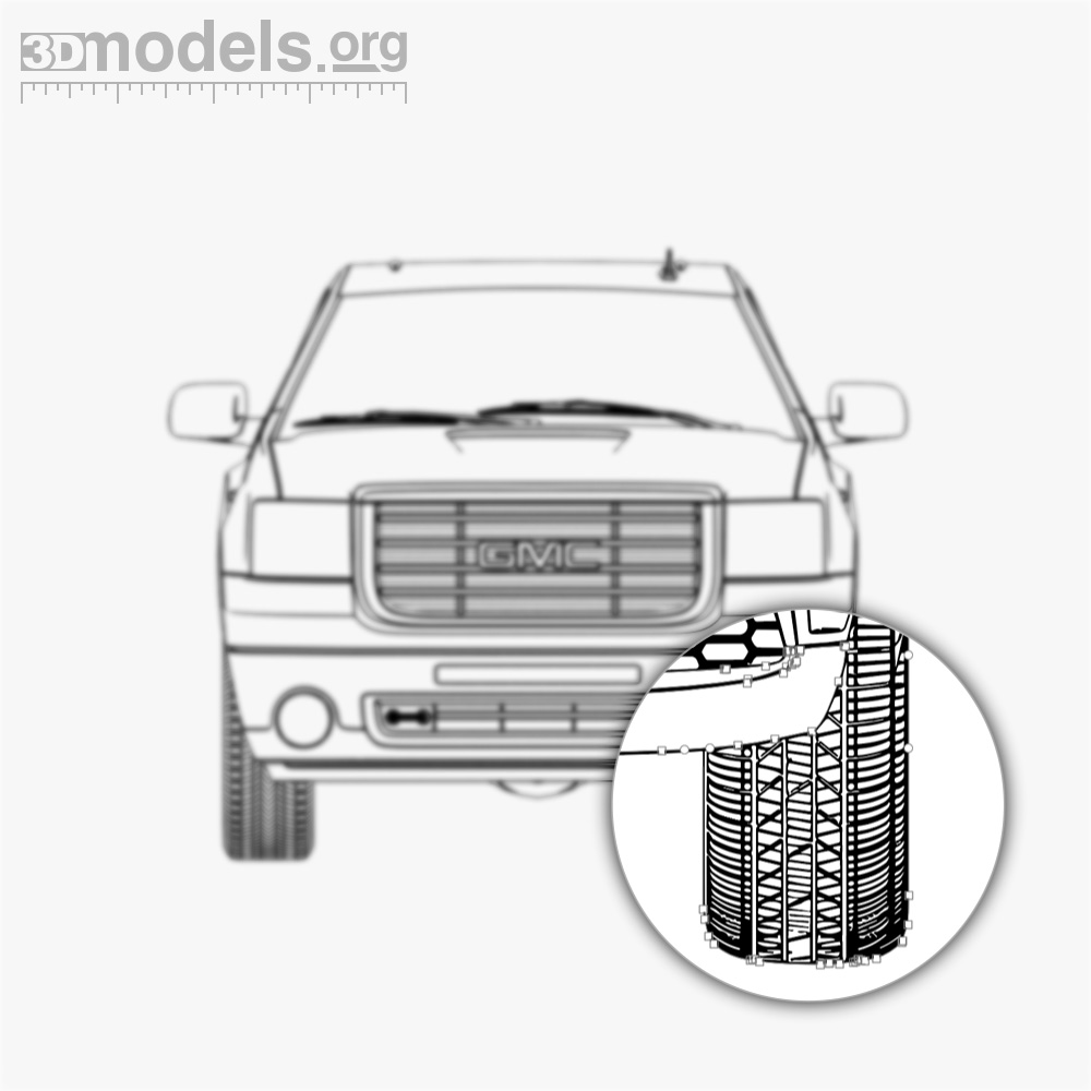 GMC Sierra Regular Cab Standard Box 2014 Vector Blueprint - 3DModels.org