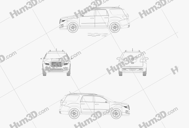 GMC Acadia 2016 Blueprint - 3DModels.org