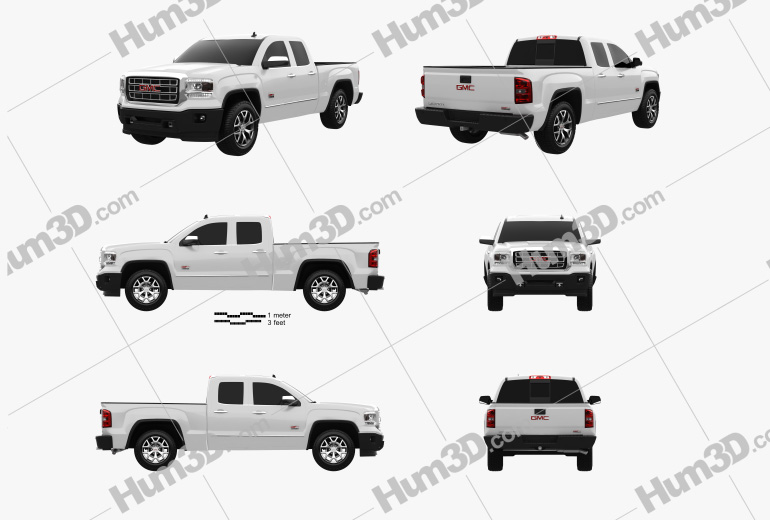 GMC Sierra Crew Cab 2016 Blueprint Template - 3DModels.org