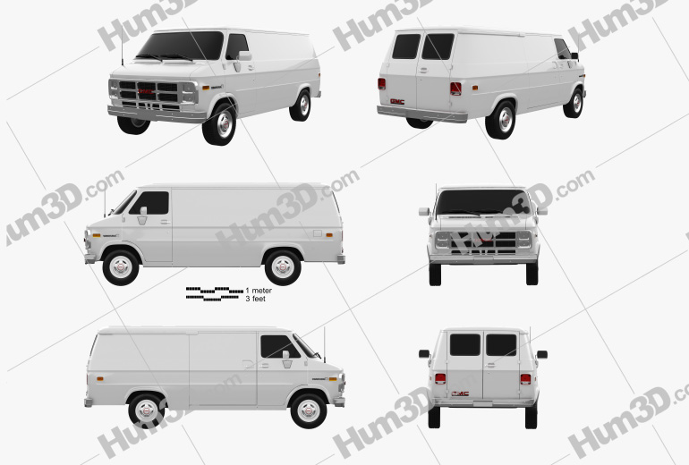 GMC Vandura Panel Van 1996 Blueprint Template - 3DModels.org