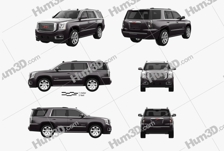 GMC Yukon Denali 2017 Blueprint Template - 3DModels.org